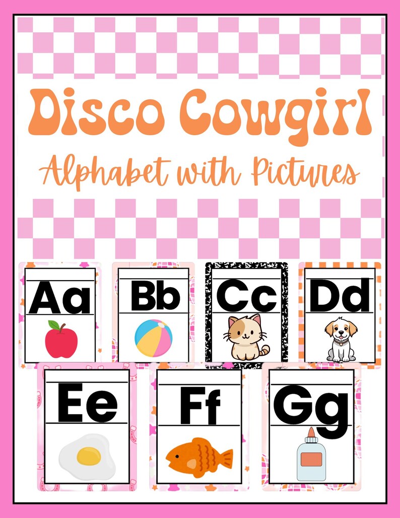Disco Cowgirl-alphabet With Pictures - Etsy