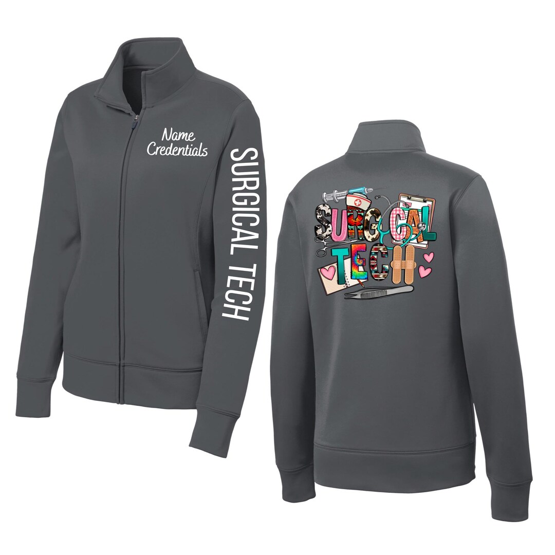 Surgical Tech Polyester Fleece Jacket, Personalized Jackets, Nurses ...