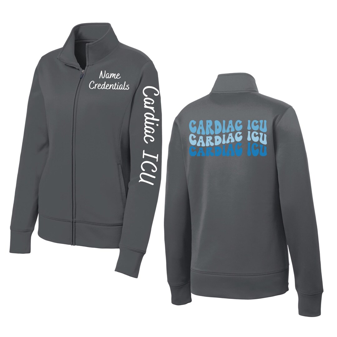 Cardiac ICU Nurse Fleece Jacket, Retro Wavy Design, Personalized Gift ...