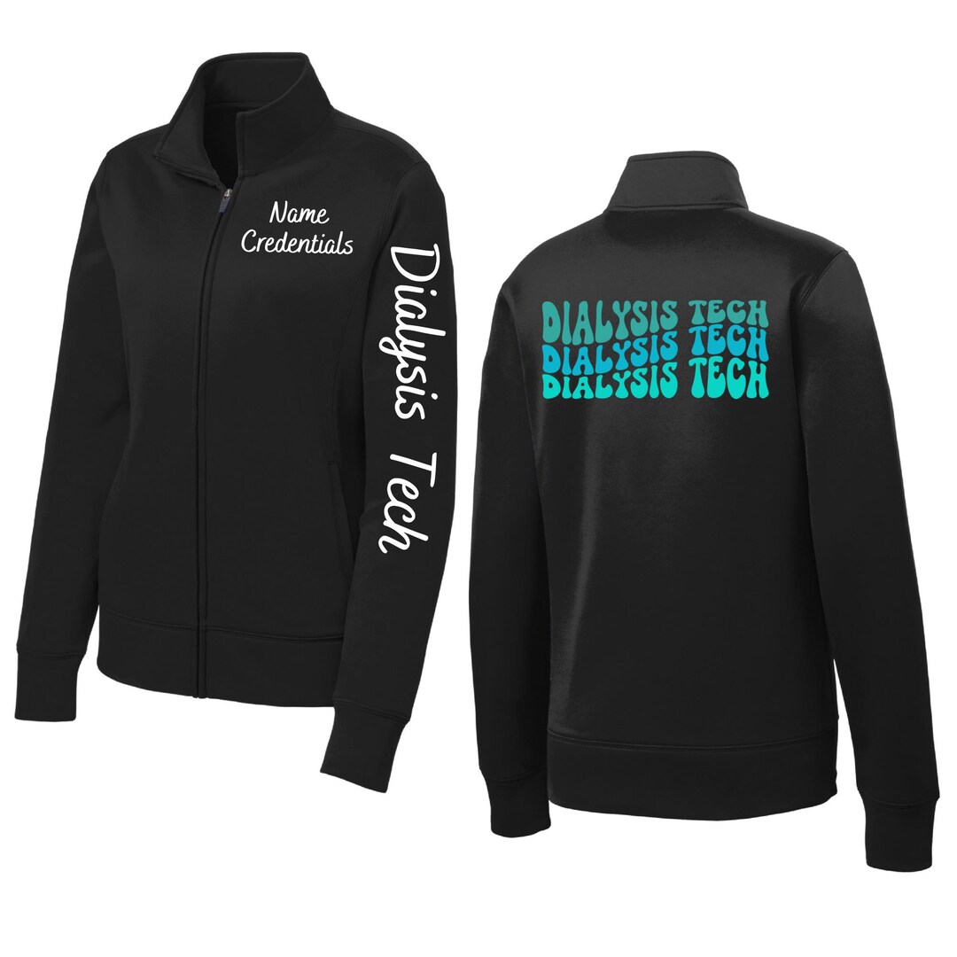 Personalized Dialysis Tech Fleece Jacket, Retro Wavy Design - Etsy