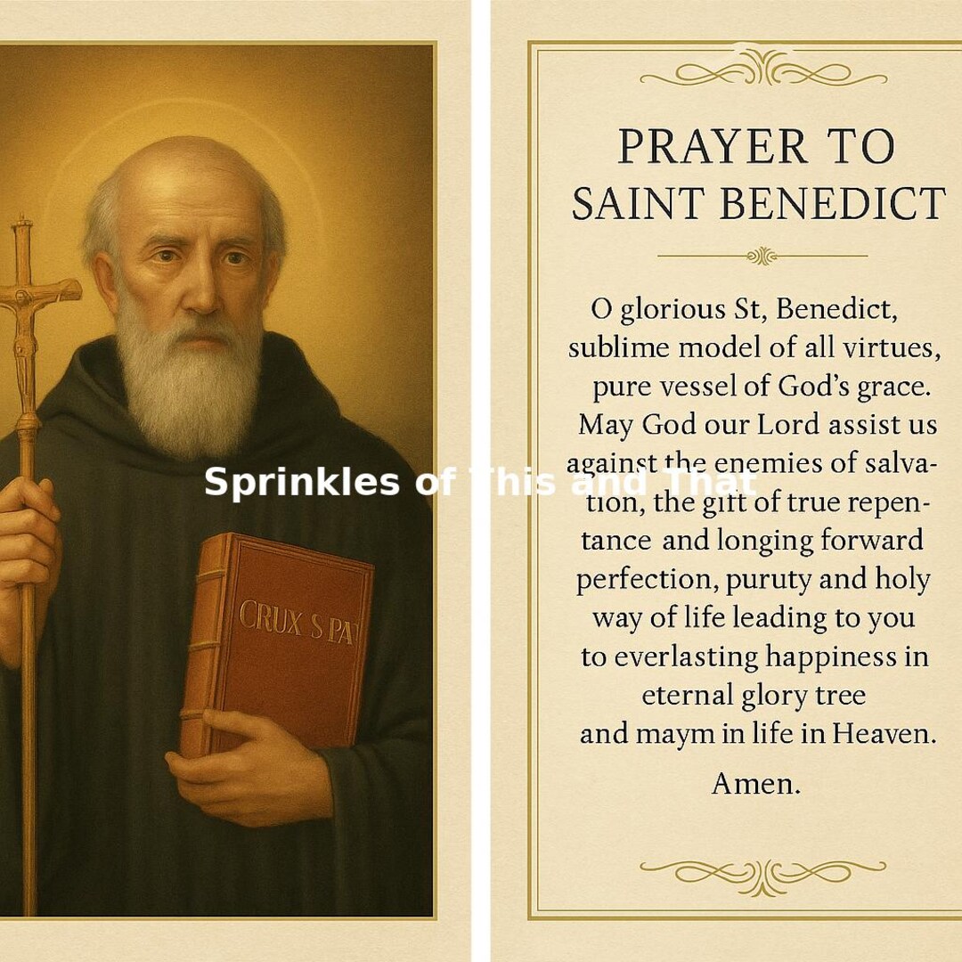 St. Benedict Prayer Card – Catholic Printable – Spiritual Protection – Digital Download - Etsy