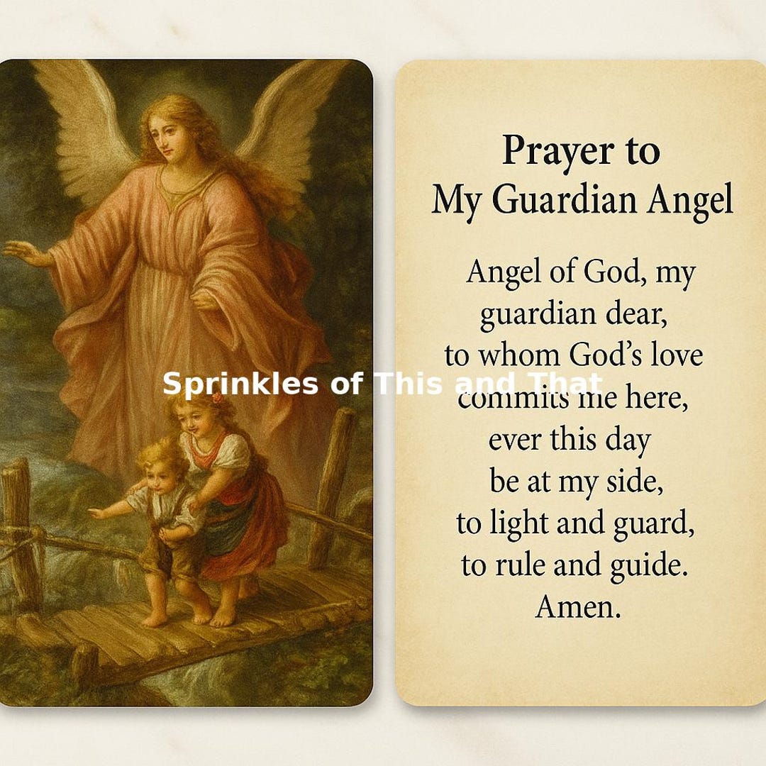 Guardian Angel Prayer Card – Catholic Printable Digital Download ...