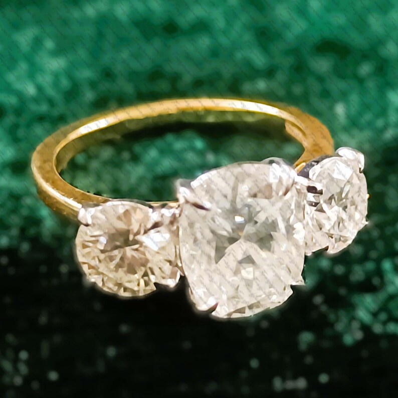 2.5ct Elongated Cushion Forever One Moissanite Ring,three Stone ...