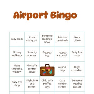 Airport Bingo for Kids Printable | Travel Game for Airplane & Terminal ...