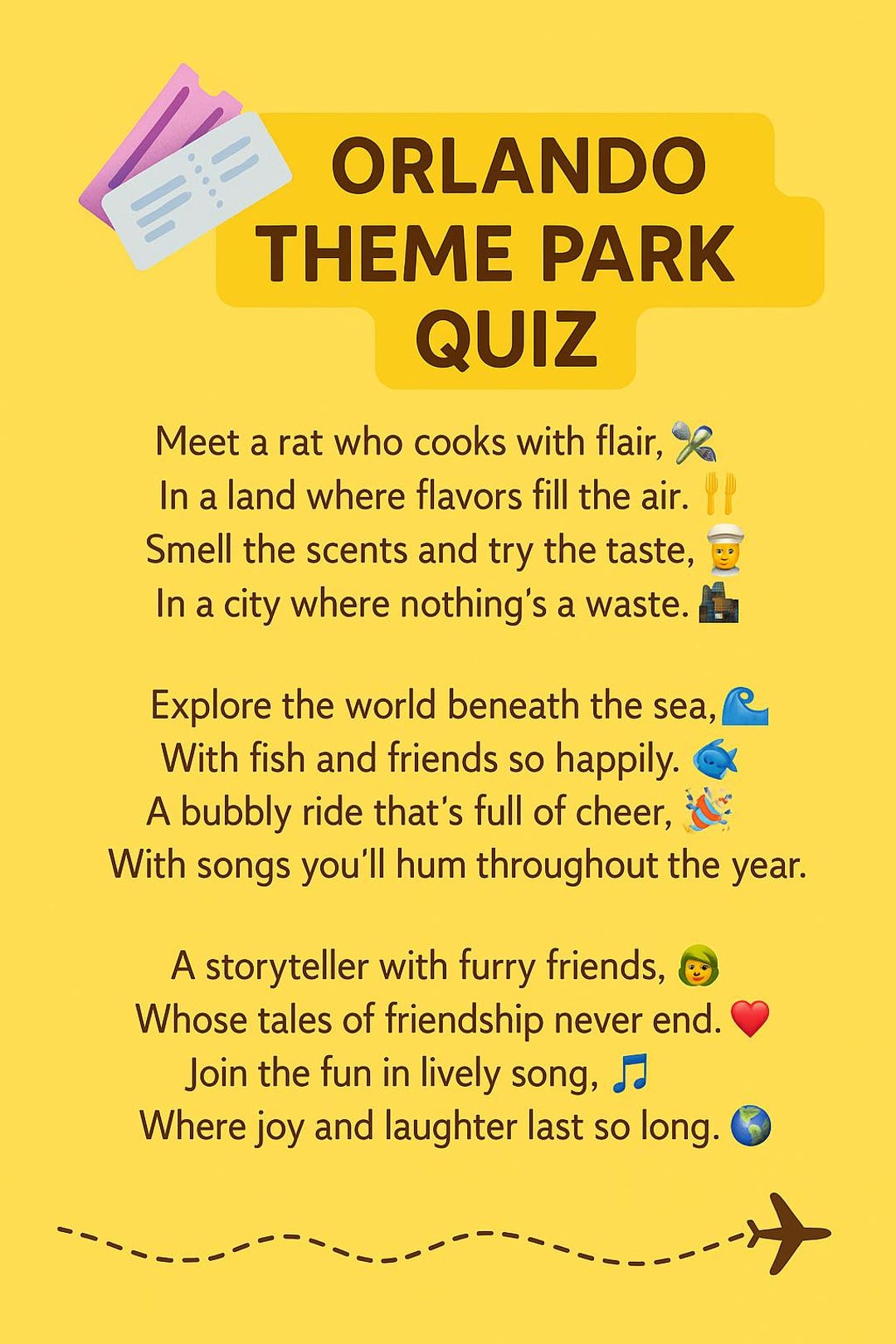 Printable Theme Park Rhyme Quiz | Family Travel Game | Guess the Ride ...