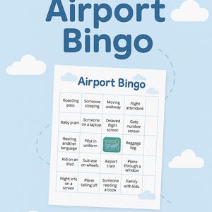 Airport Bingo for Kids Printable | Travel Game for Airplane & Terminal ...