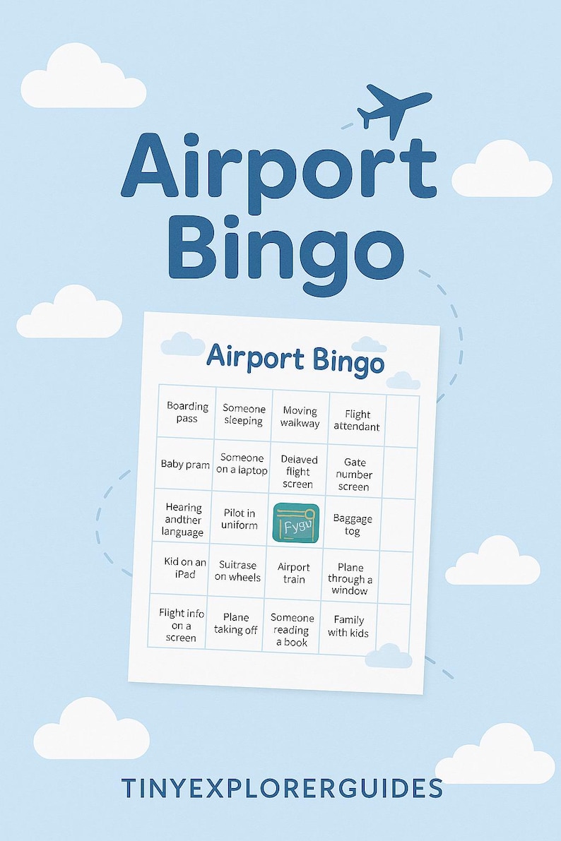 Airport Bingo for Kids Printable | Travel Game for Airplane & Terminal ...