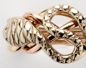 Ladies' 5 Band Snake Puzzle Ring With Ruby Eyes | Etsy