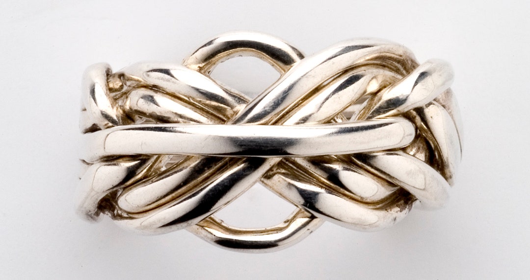 Men's Sterling Silver or Gold 7 Band Puzzle Ring in Sterling Silver ...