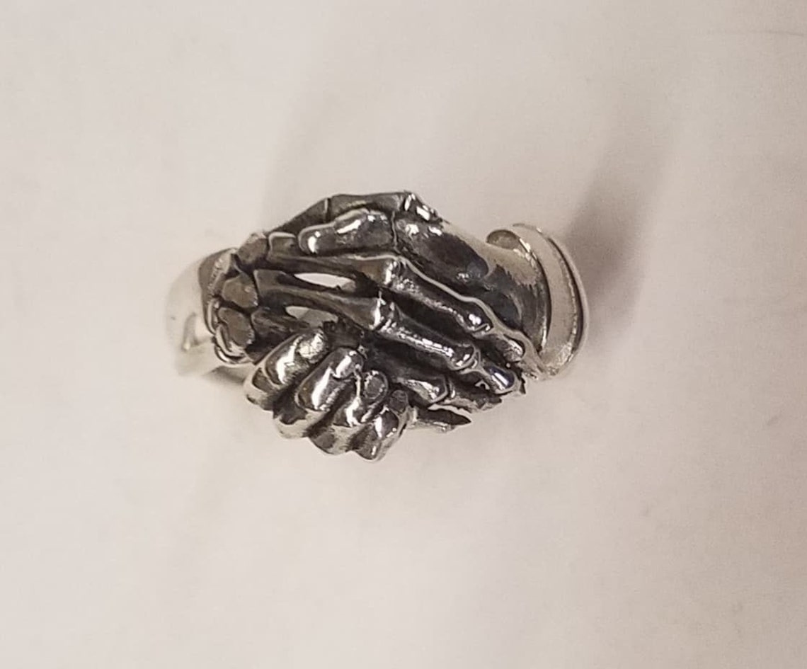 Sterling Shake Hands With the Devil Ring | Etsy