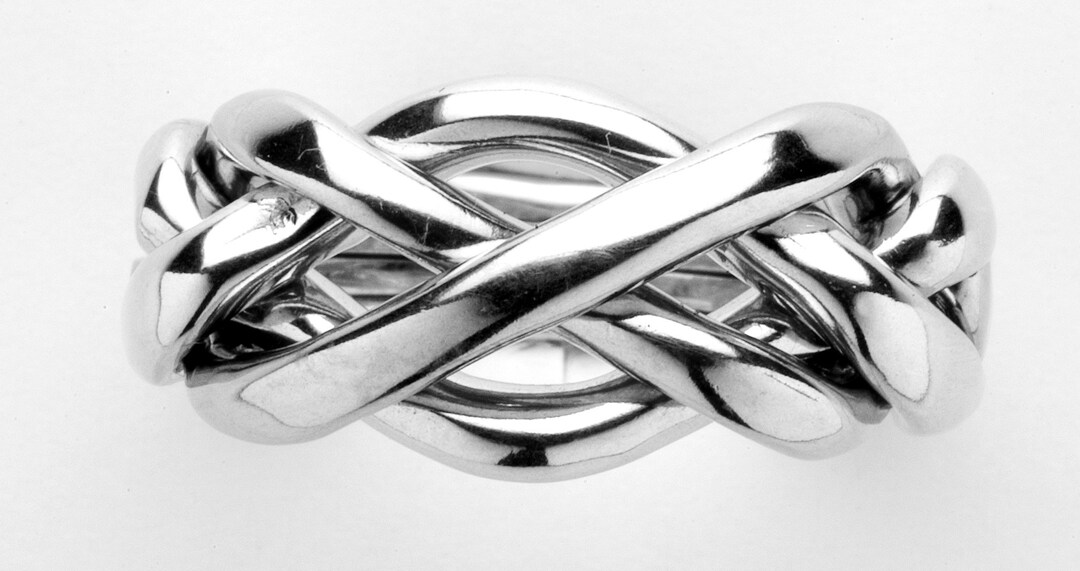 Ladies 4 Band Puzzle Ring in Sterling Silver, Gold or Platinum Style ...