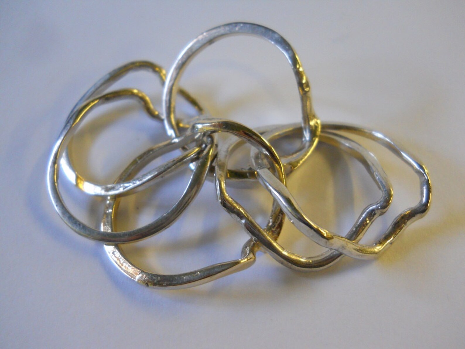 10k Gold and Sterling Silver Mens Six Band Puzzle Ring 1 - Etsy