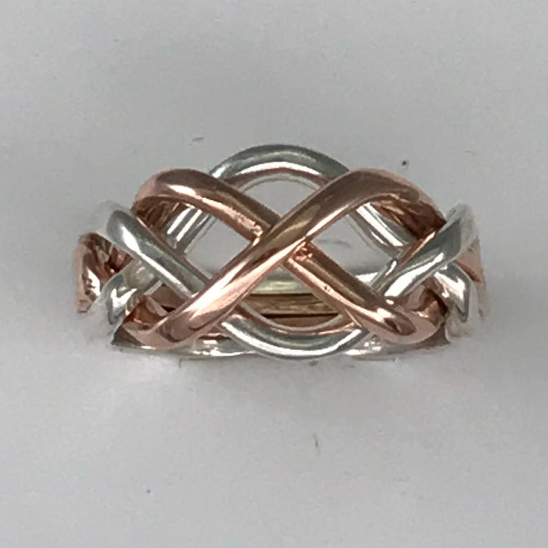 Ladies 4-band Puzzle Ring, Sterling Silver and Gold - Etsy