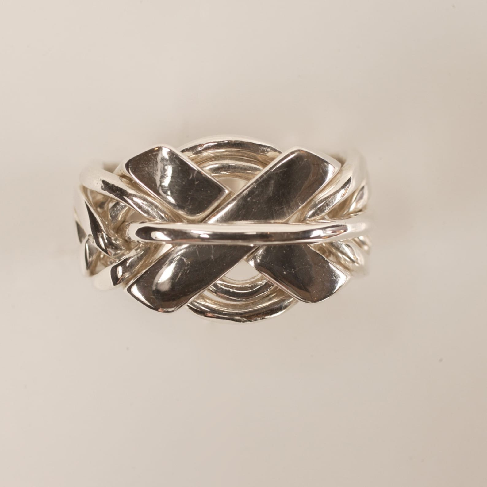 Men's Sterling Silver or Gold 7 Band Puzzle Ring in Sterling Silver ...