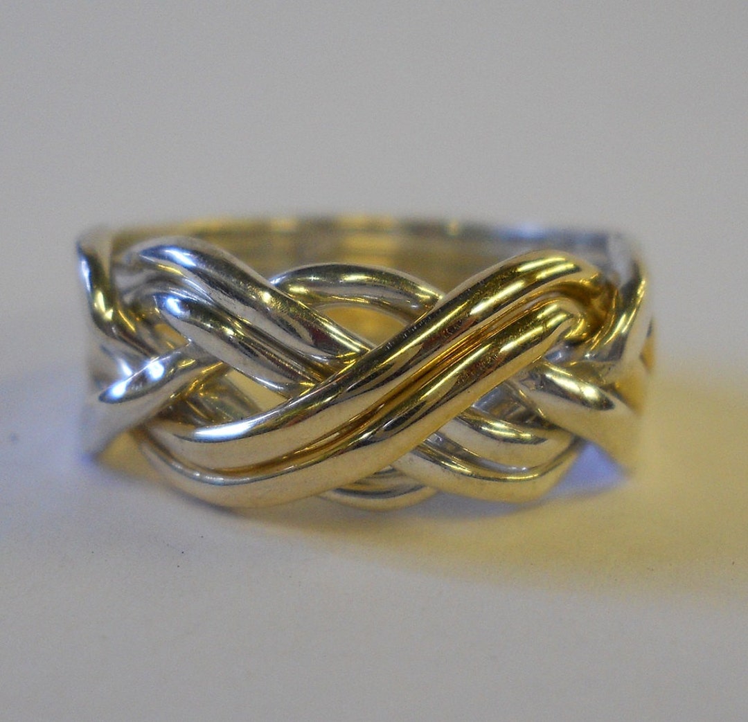 10k Gold and Sterling Silver Ladies Six Band Puzzle Ring 6B - Etsy
