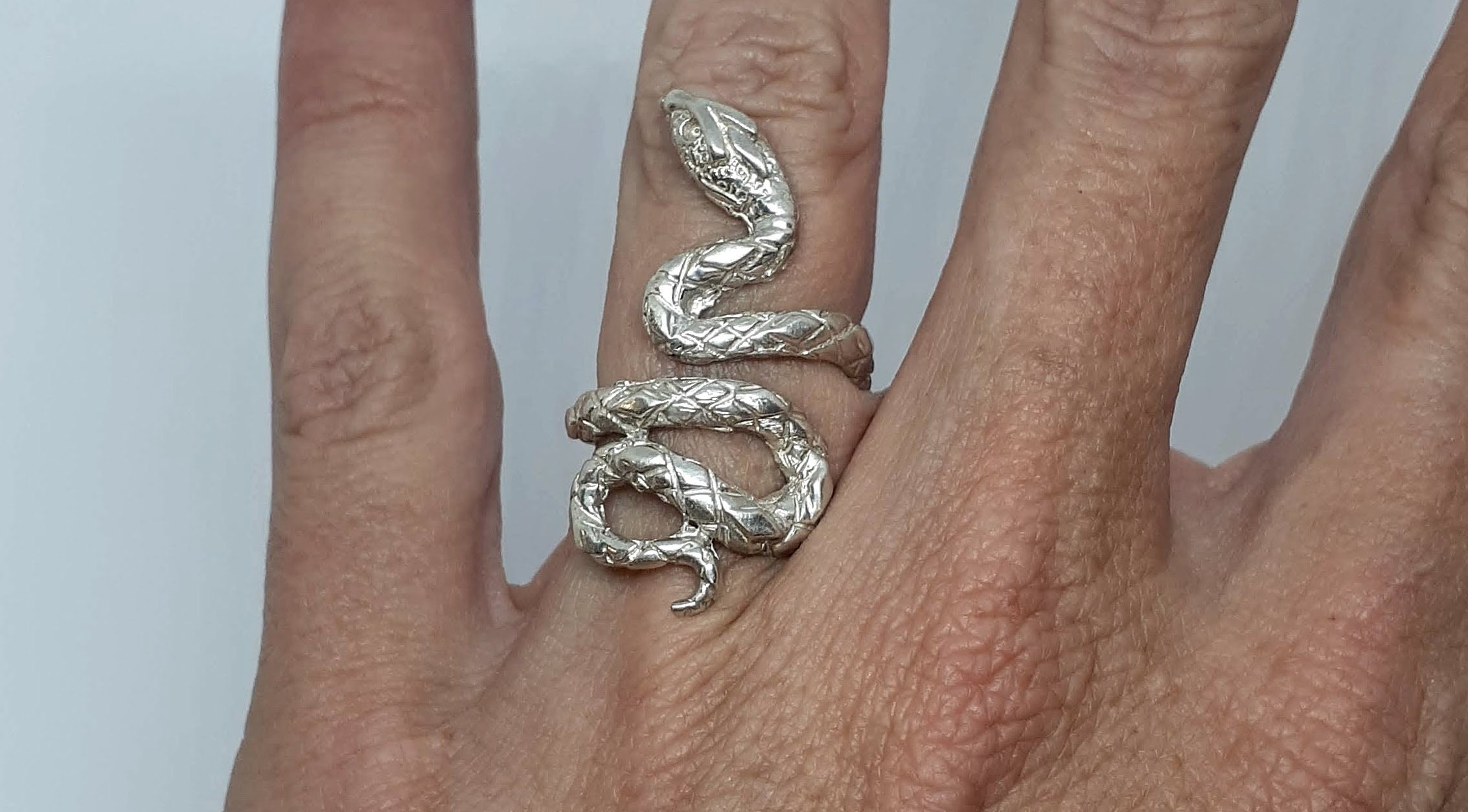 Sterling Silver Viper Snake Ring - Etsy