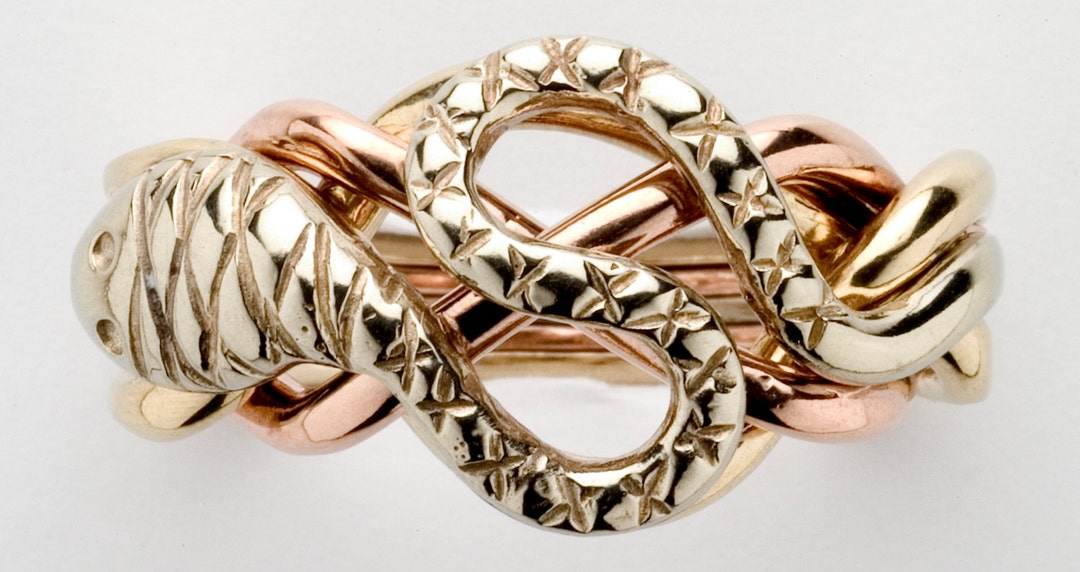 Ladies 5 Band Snake Puzzle Ring in Sterling Silver, Gold or Platinum ...