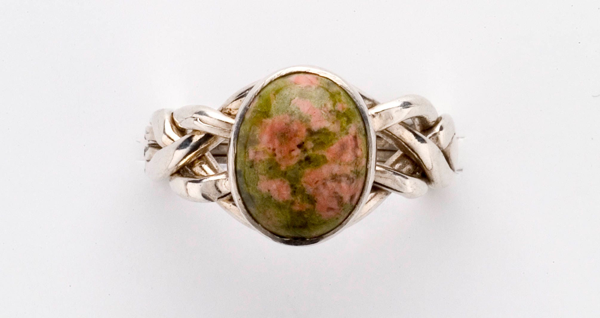 Ladies 4 Band Natural Unakite Puzzle Ring | Etsy