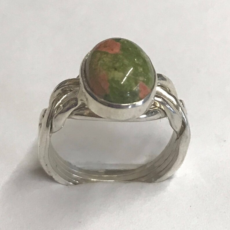 Ladies 4 Band Natural Unakite Puzzle Ring | Etsy
