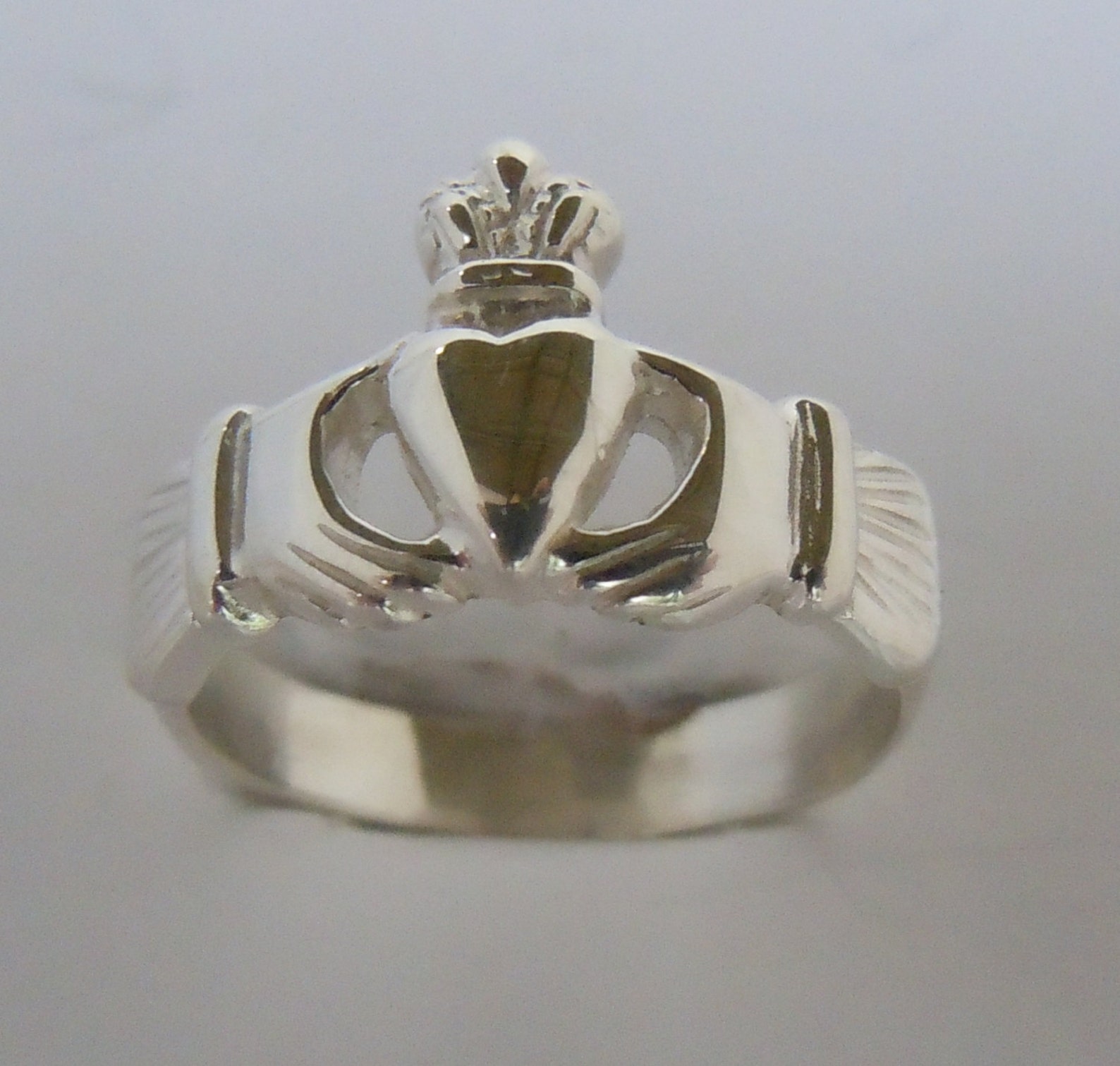 Ladies Irish Claddagh Ring - Hands, Heart, Crown in Sterling Silver or ...