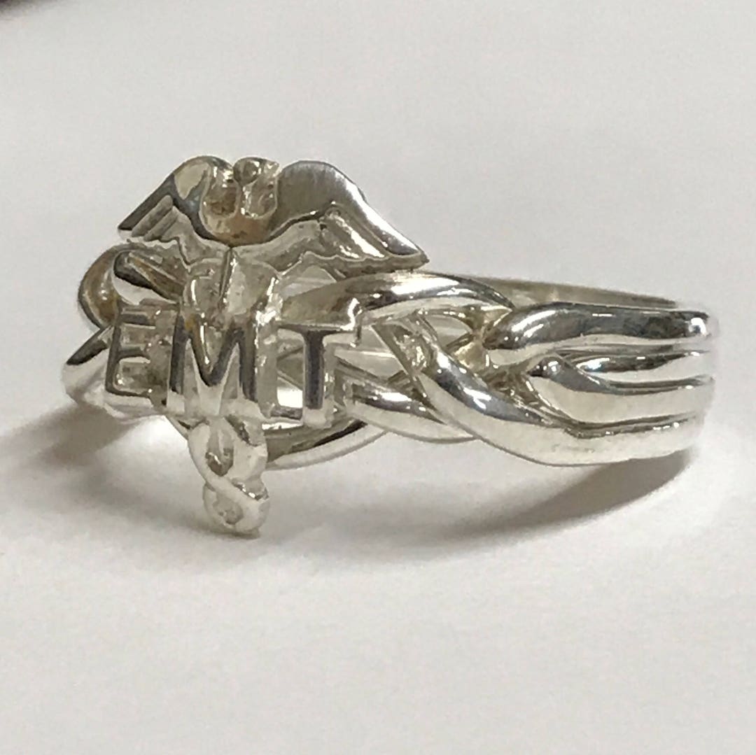 Ladies Four Band Emergency Medical Technician Caduceus Sterling Silver ...