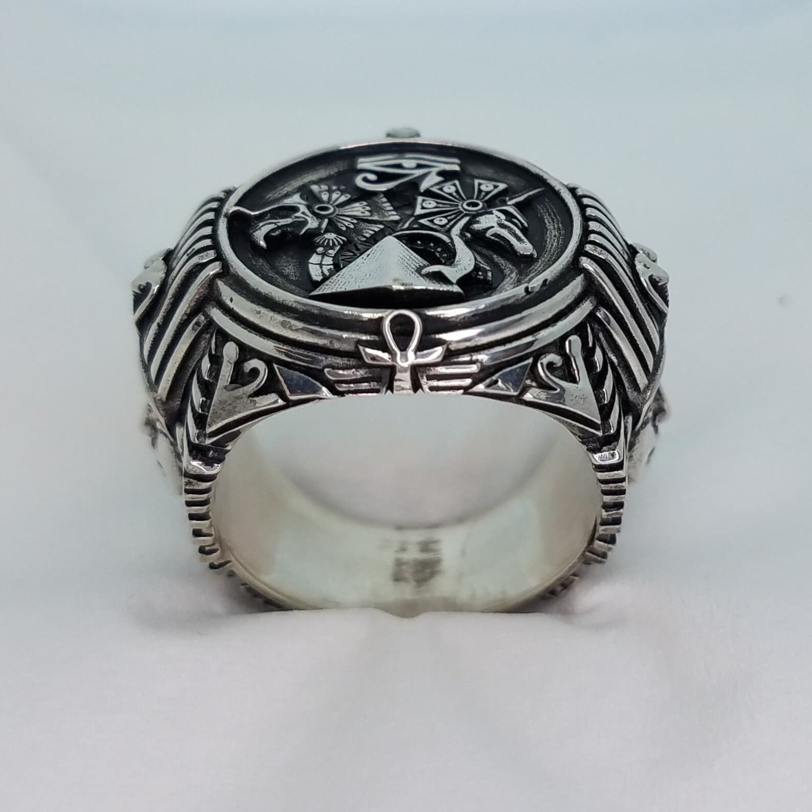 Sterling Pharaoh Anubis Horus Ring - Etsy