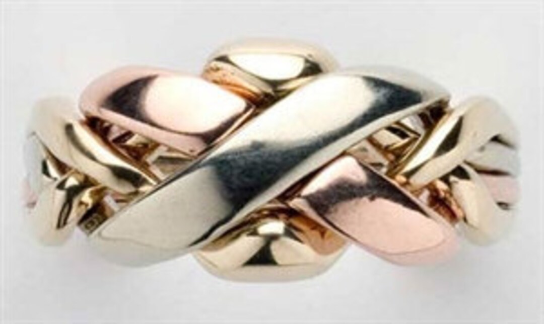 Ladies Four Band Puzzle Ring Sterling Silver, Gold, or Platinum. Style ...