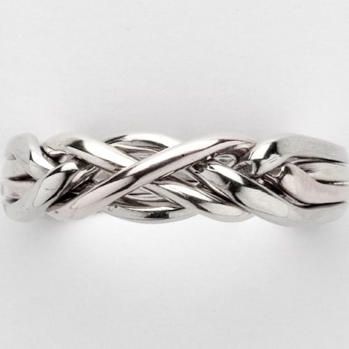 Ladies 4 Band Chain Puzzle Ring in Sterling Silver Gold or - Etsy