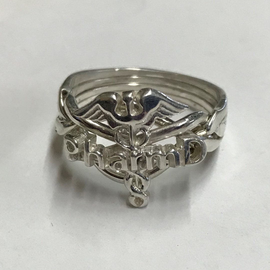 Ladies 4 Band Doctor of Pharmacy Caduceus Sterling Silver or Gold ...