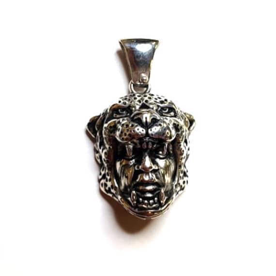 Aztec Jaguar Warrior Pendant in Sterling Silver Gold or - Etsy