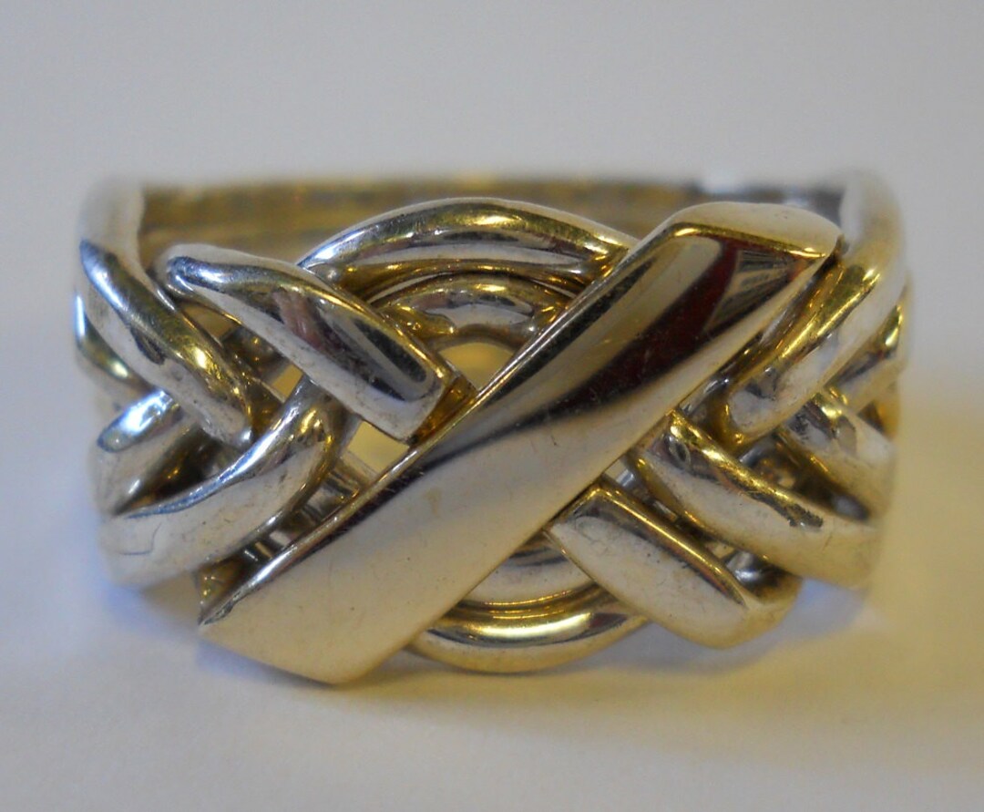 Sterling Silver, Gold or Platinum Men's Six Band Puzzle Ring Style S61N ...