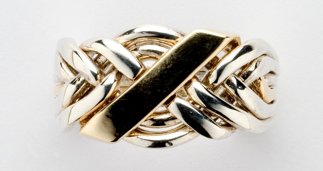 Sterling Silver, Gold or Platinum Men's Six Band Puzzle Ring Style S61N ...