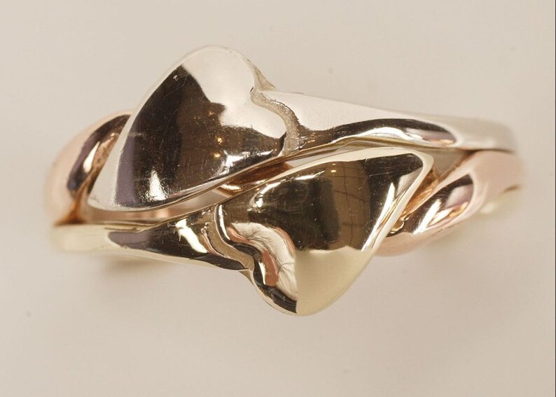 Ladies 3 Band Hearts Puzzle Ring in Gold or Sterling Silver 3HS-L - Etsy