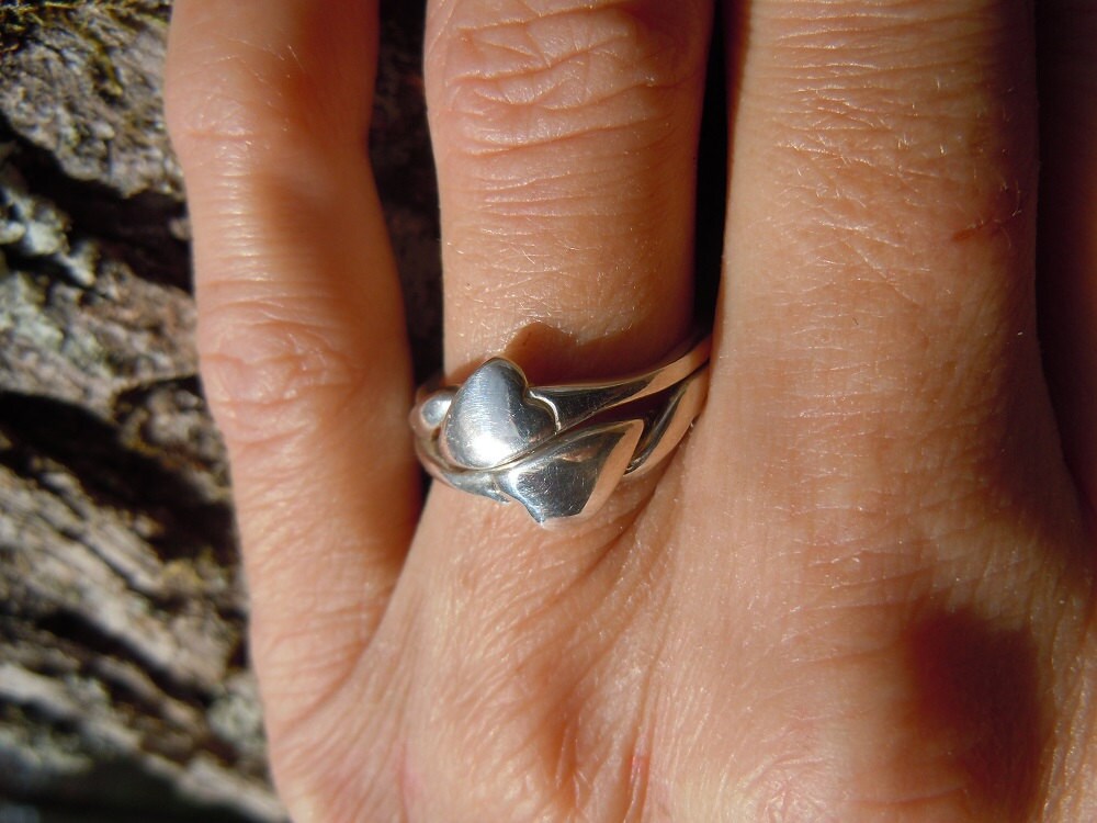 Ladies 3 Band Hearts Puzzle Ring in Gold or Sterling Silver 3HS-L - Etsy