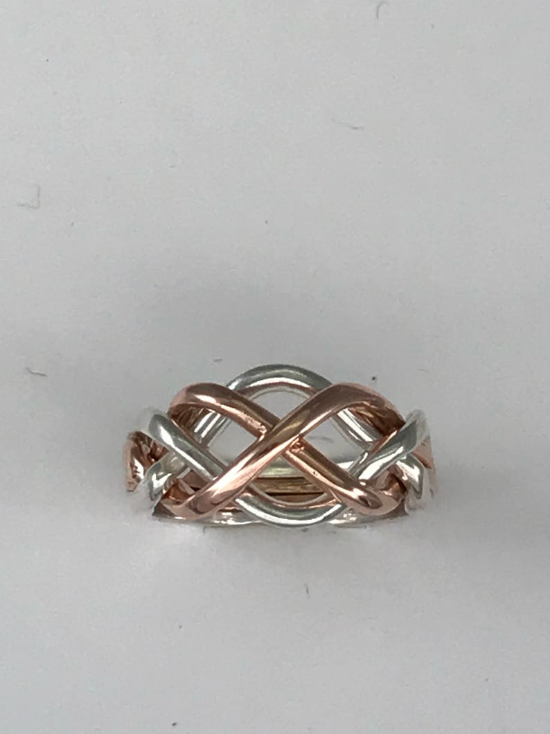 Ladies 4-band Puzzle Ring, Sterling Silver and Gold - Etsy