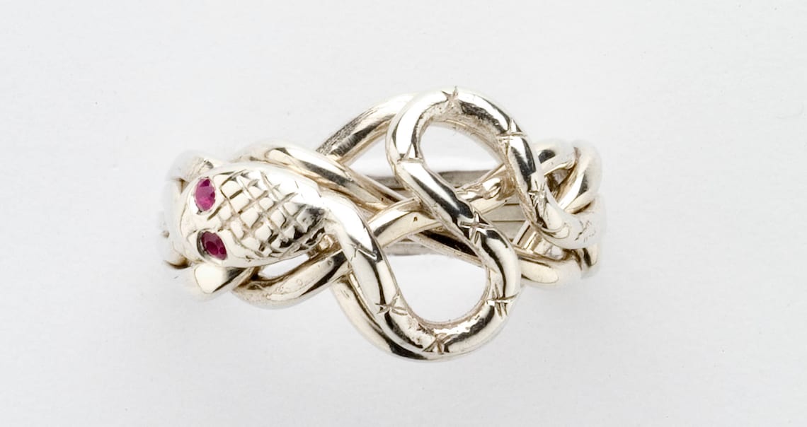 Ladies' 5 Band Snake Puzzle Ring With Ruby Eyes | Etsy