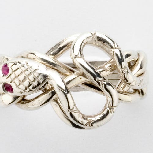 Ladies' 5 Band Snake Puzzle Ring With Ruby Eyes - Etsy