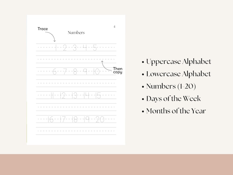 Children's Copywork: Alphabet Letters, Counting Numbers, Days of Week ...
