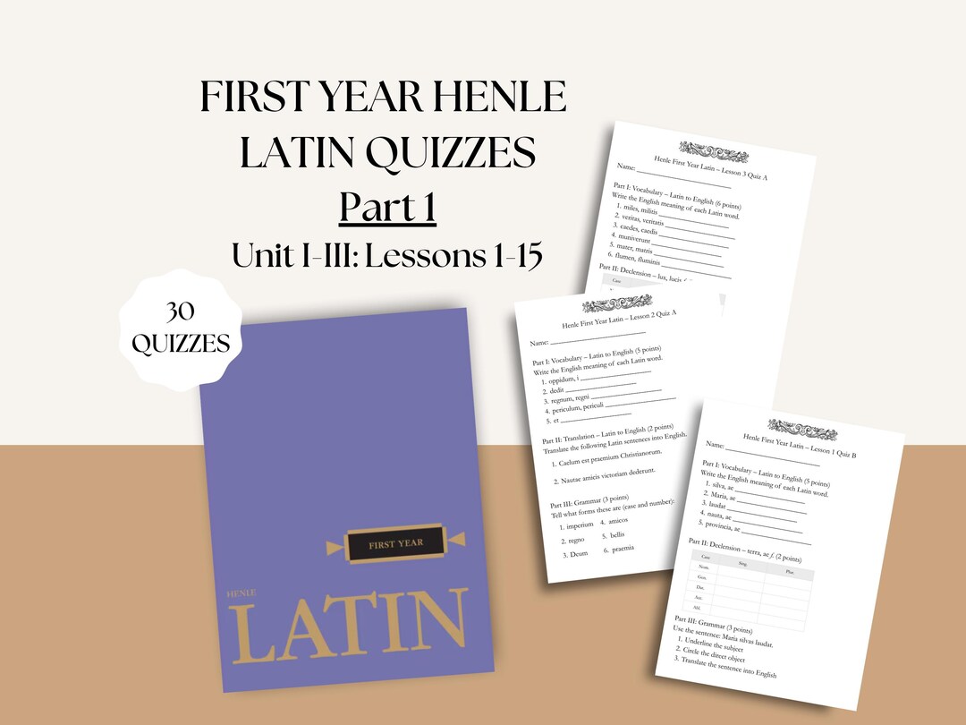 Henle First Year Latin Quizzes Part 1: Lessons 1-15 (PDF Download ...