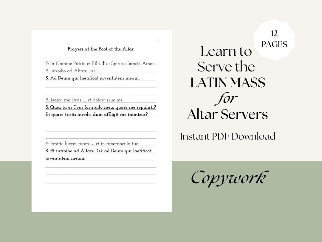 Latin Mass Server Responses | Training for Altar Servers | Traditional ...