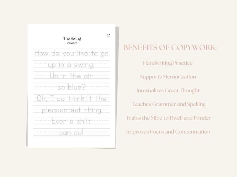Poetry Copywork for Children | Robert Louis Stevenson | Kids Penmanship ...
