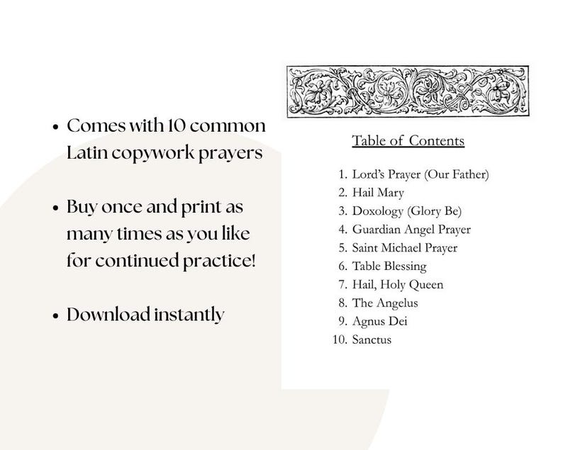 Latin Prayers Copywork: Catholic Homeschool Worksheet (digital Download ...