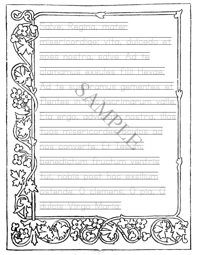 Latin Prayers Copywork: Catholic Homeschool Worksheet (digital Download ...