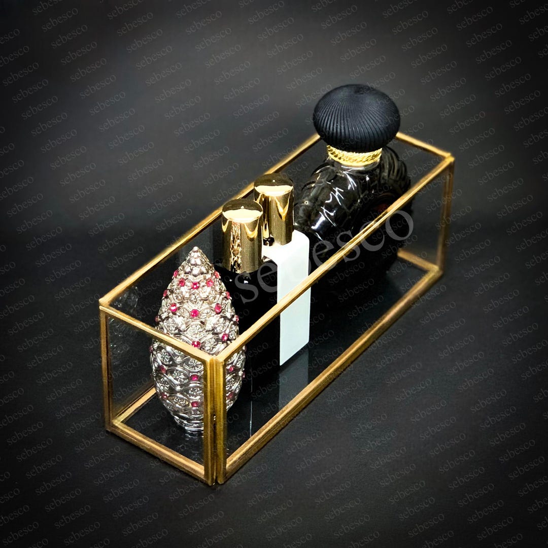 Glass Perfume Bottle Holder | Glass Makeup Brush Organizer Box With ...