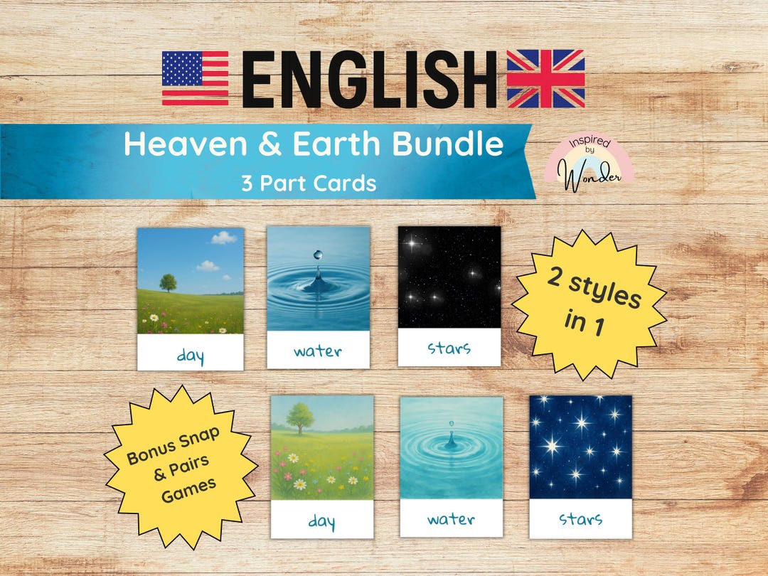 Snap + Pairs Heaven & Earth 3-part Card Bundle | Montessori Creation ...