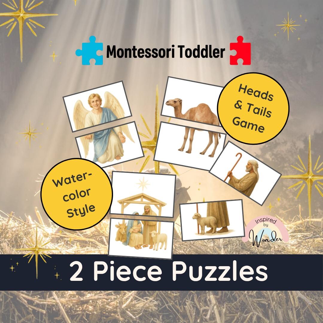 Watercolor Nativity Matching Game: Montessori Toddler Puzzle (printable ...
