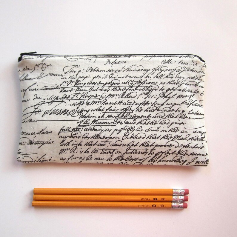 Handwriting Fabric Zipper Pouch / Pencil Case / Make Up Bag / | Etsy