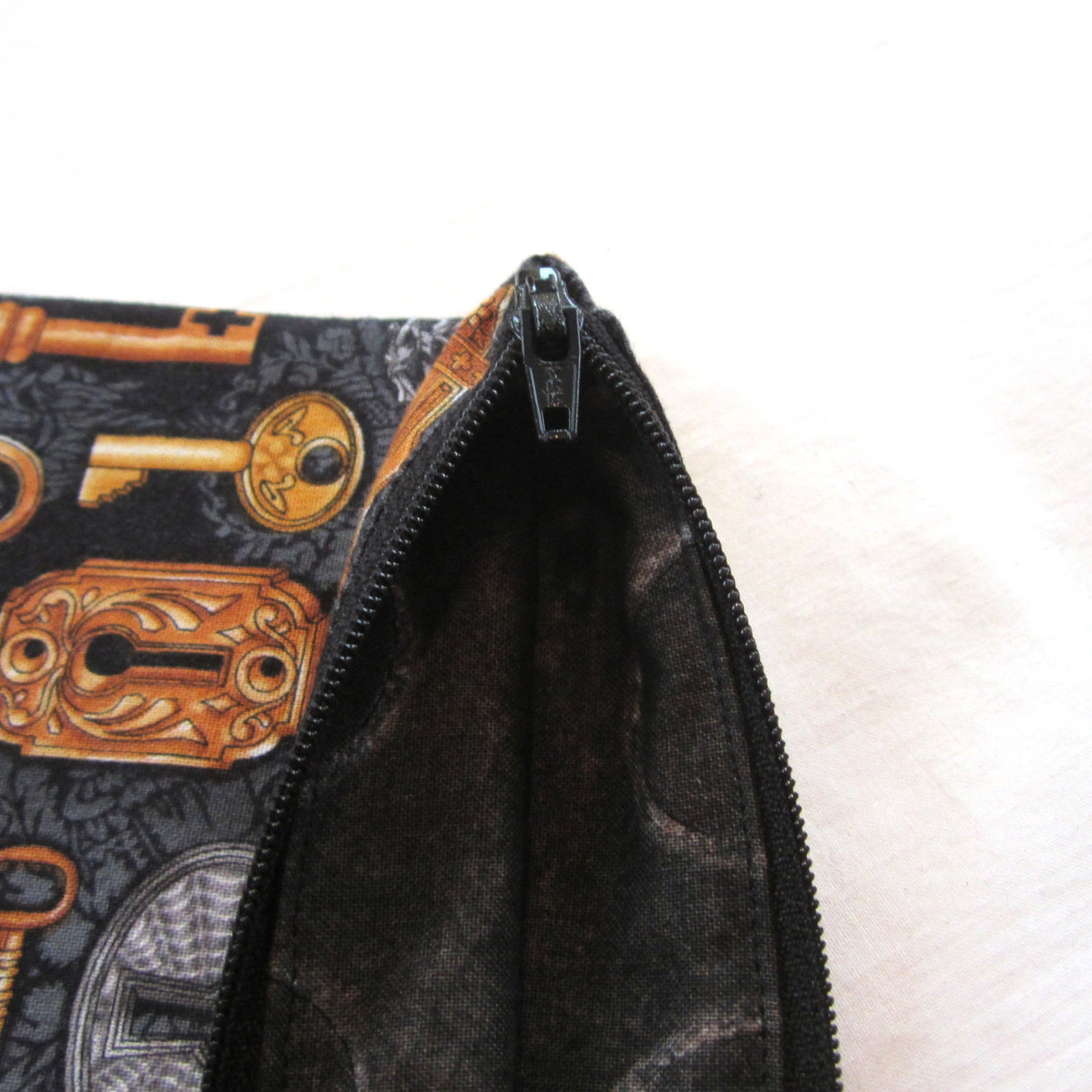 Locks and Keys Fabric Zipper Pouch / Pencil Case / Make up Bag / Gadget ...