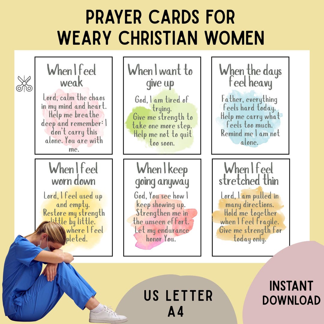 Christian Prayer Cards for Strength & Endurance, Faith-based ...