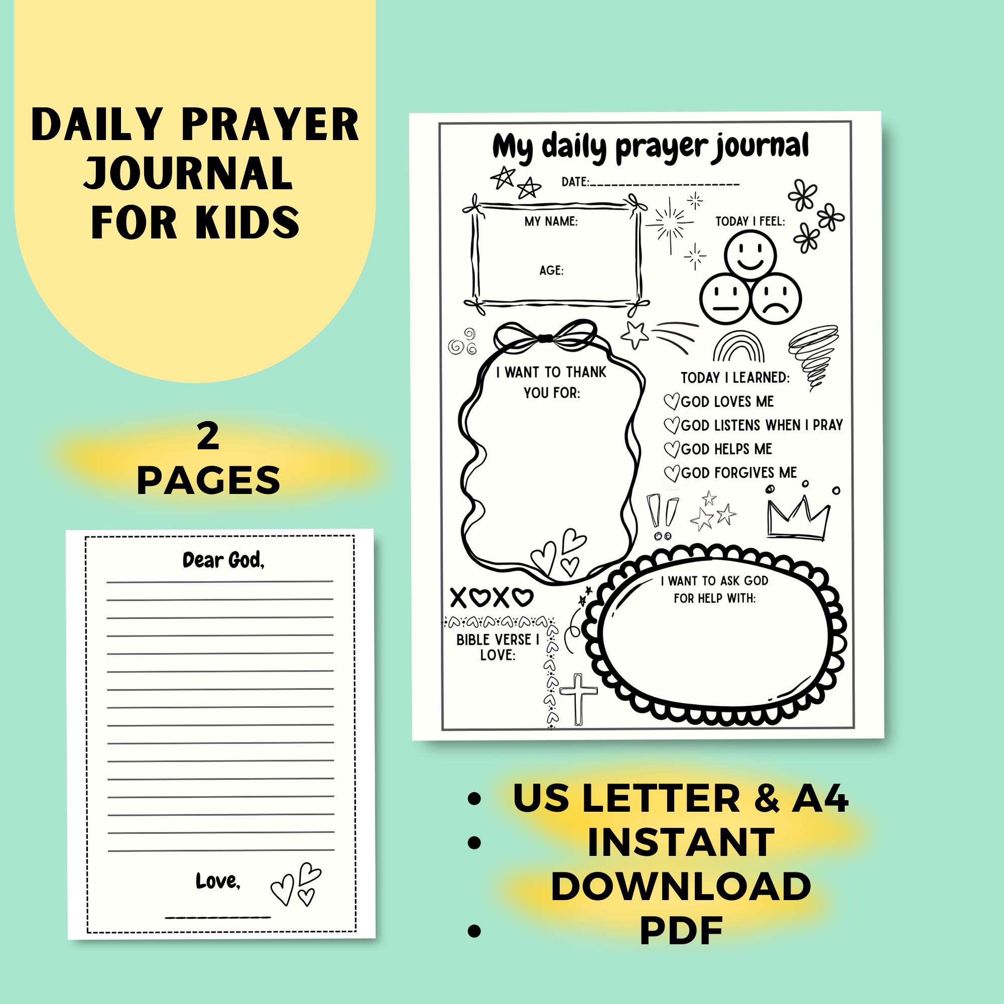 Kids Prayer Journal Printable, Christian Devotional for Kids, Daily ...